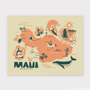 Maui Map - 11x14 Art Print