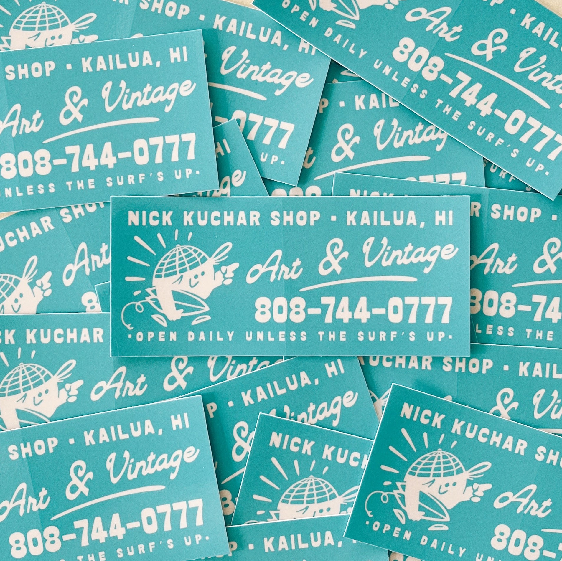 Nick Kuchar Shop Kailua Oahu Hawaii Aqua Sticker