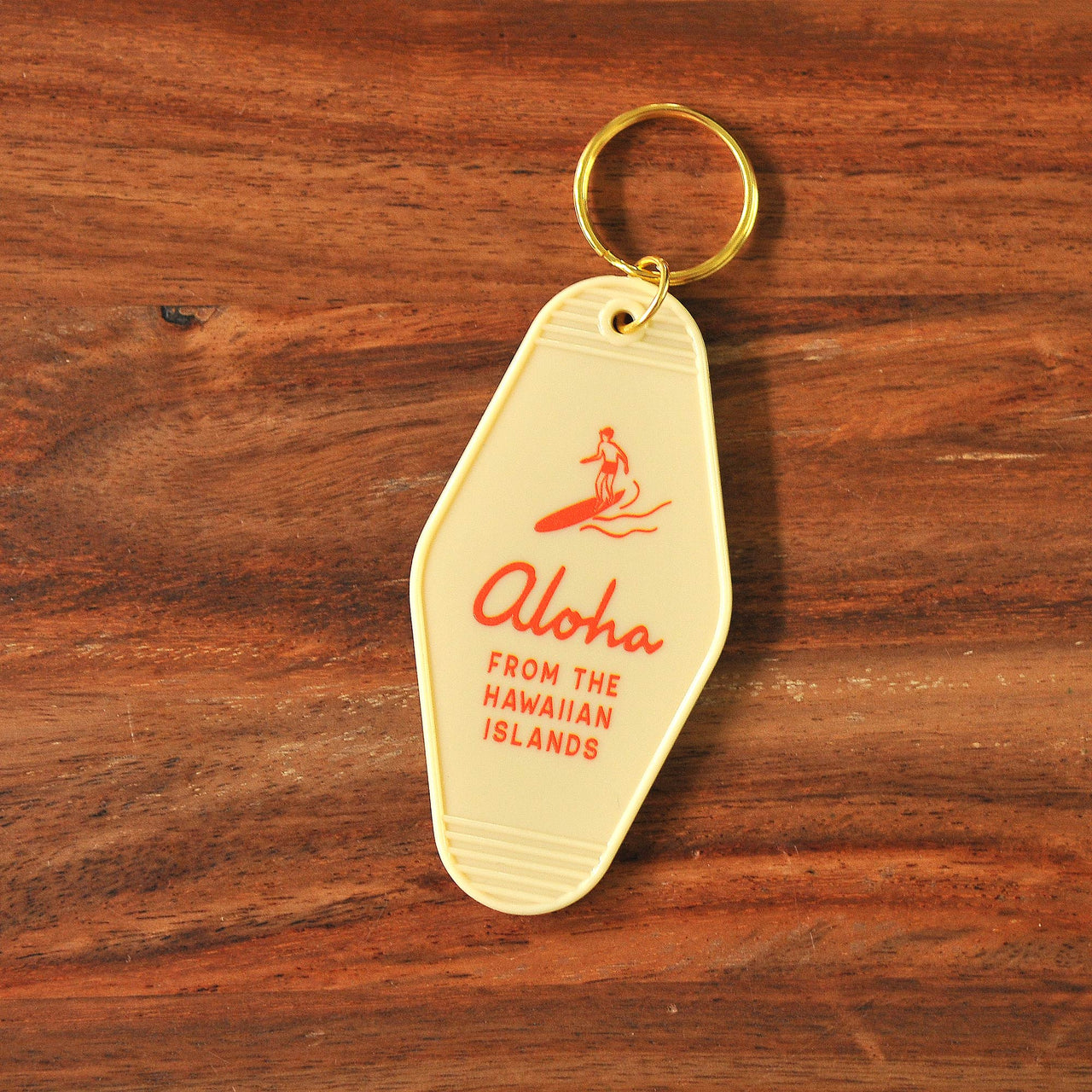 Aloha From The Hawaiian Islands Orange Motel Keychain